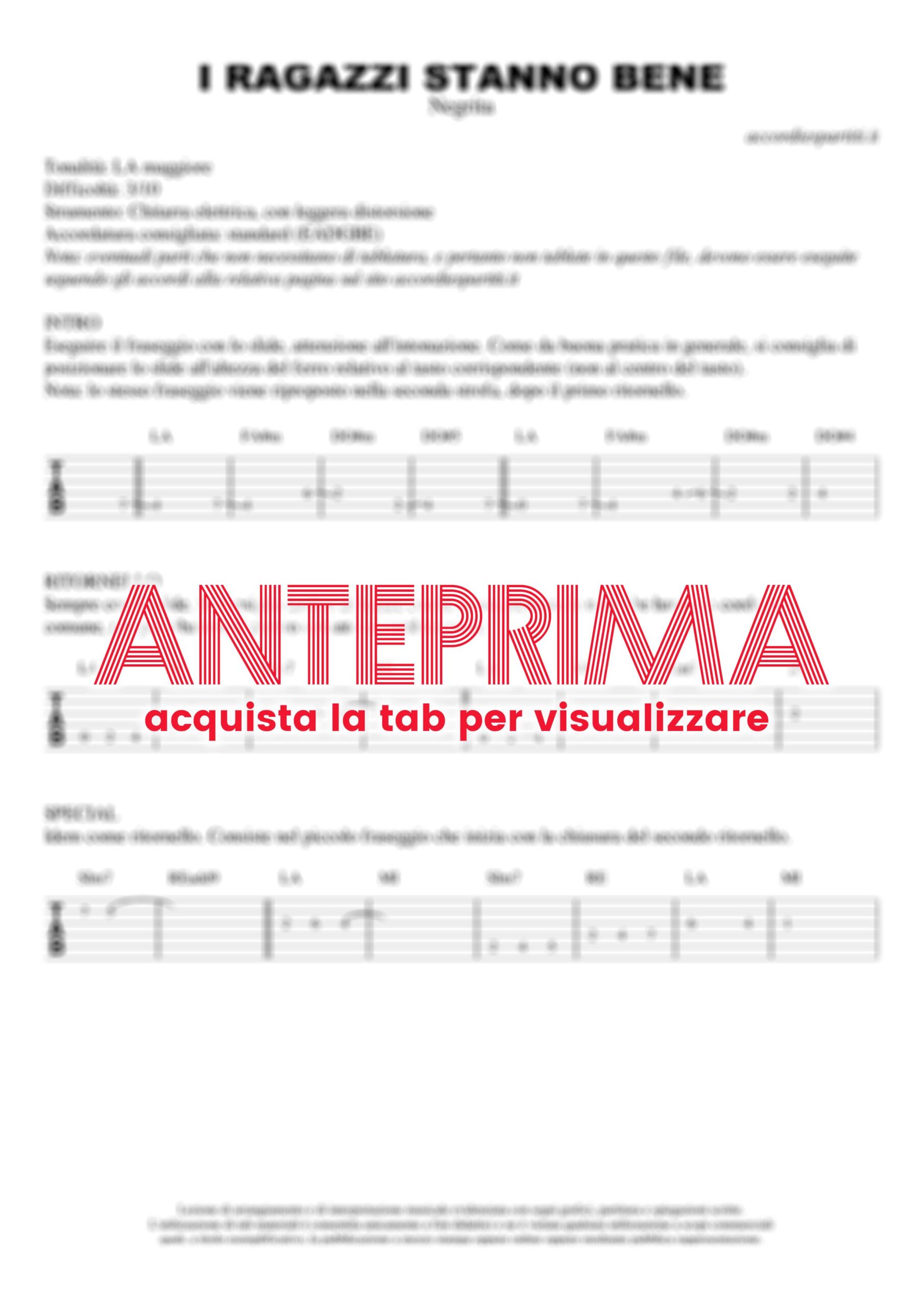 I RAGAZZI STANNO BENE Tab Chitarra 100% Corretta