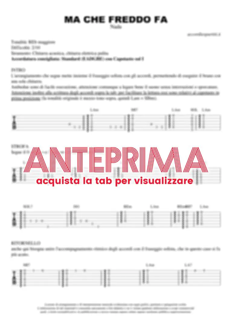 MA CHE FREDDO FA Tab Chitarra 100% Corretta